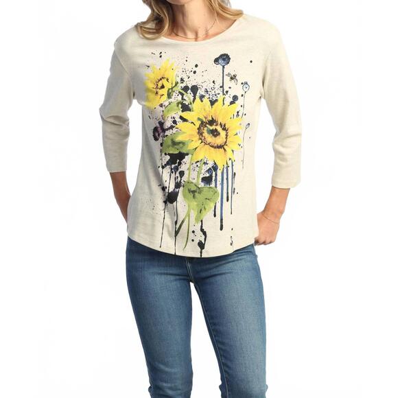 Jess & Jane | Tops | New Jess Jane Cameo Printed Cotton Top In Oatmeal ...